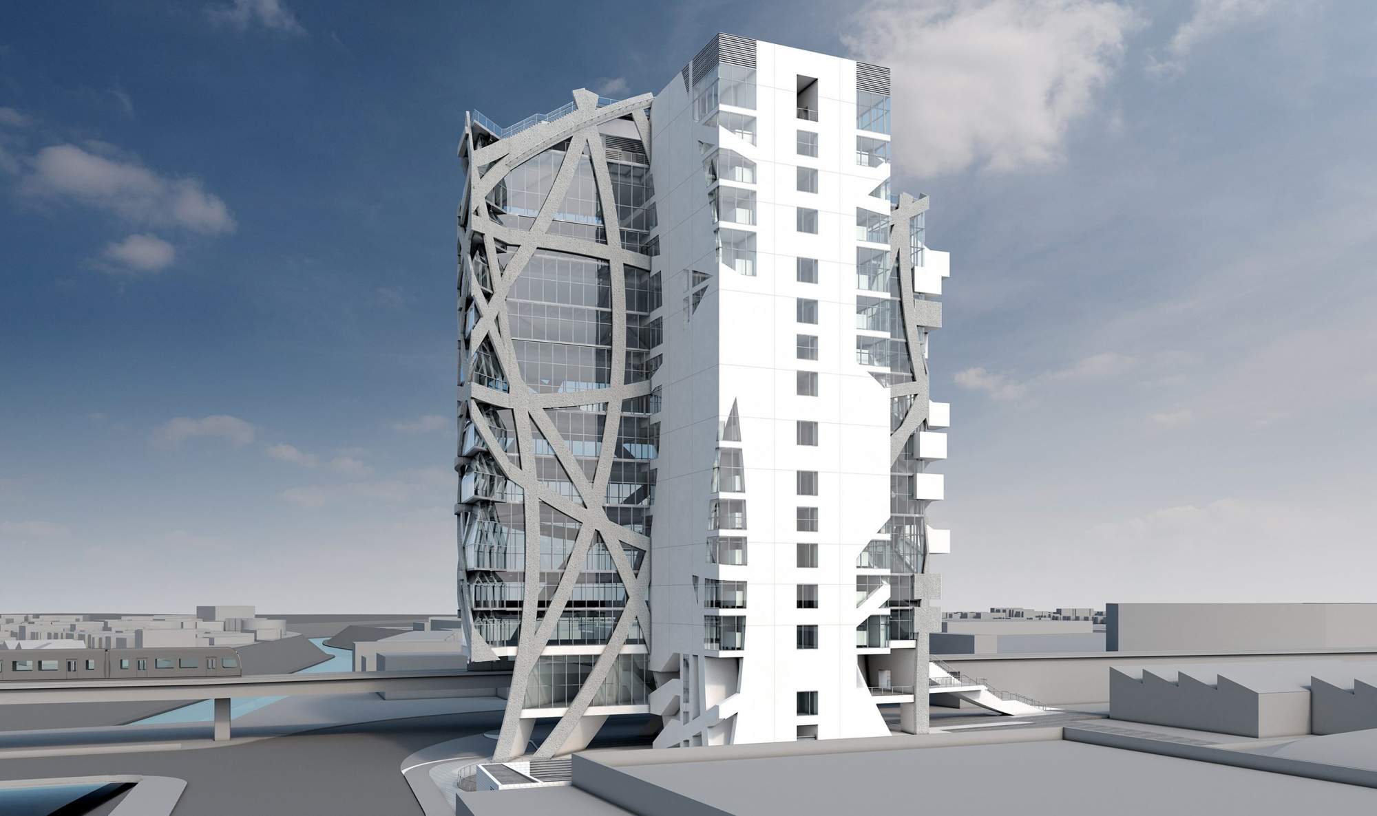 Twisting Metal Frame Completed For an Office Tower In Baldwin Hills ...