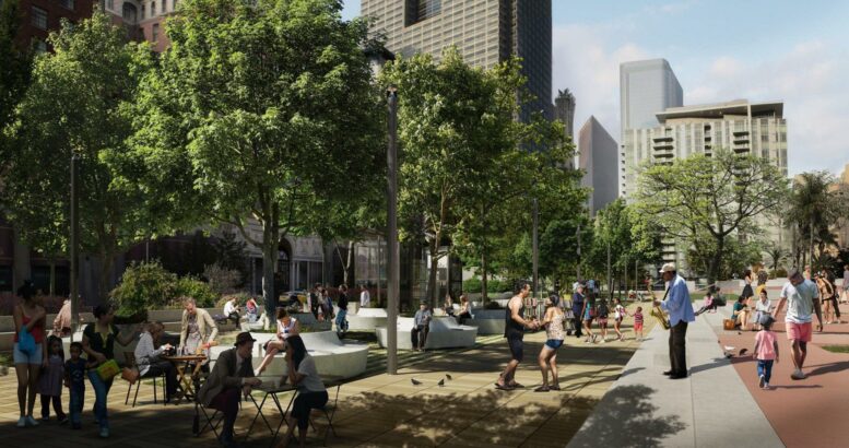 Groundbreaking Held For Remodeling of Perishing Square In Downtown Los ...