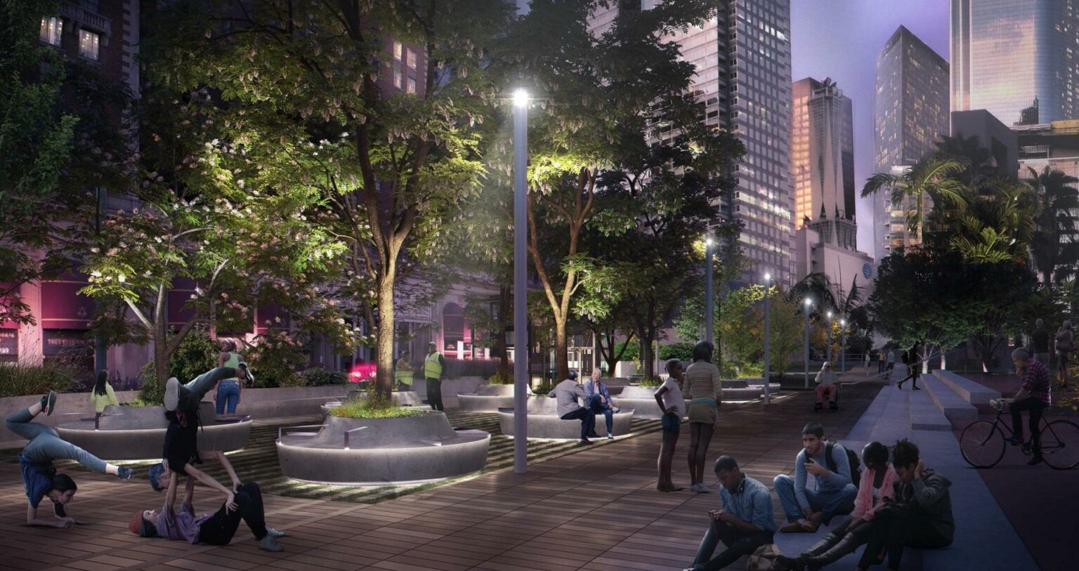 Groundbreaking Held For Remodeling of Perishing Square In Downtown Los ...