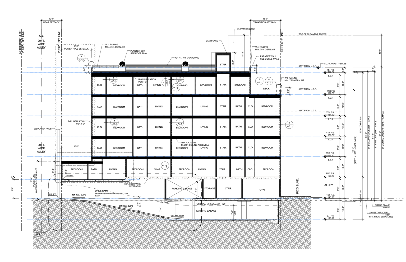 Vertical Stacking and Circulation Define a Six-Story Apartment Building ...