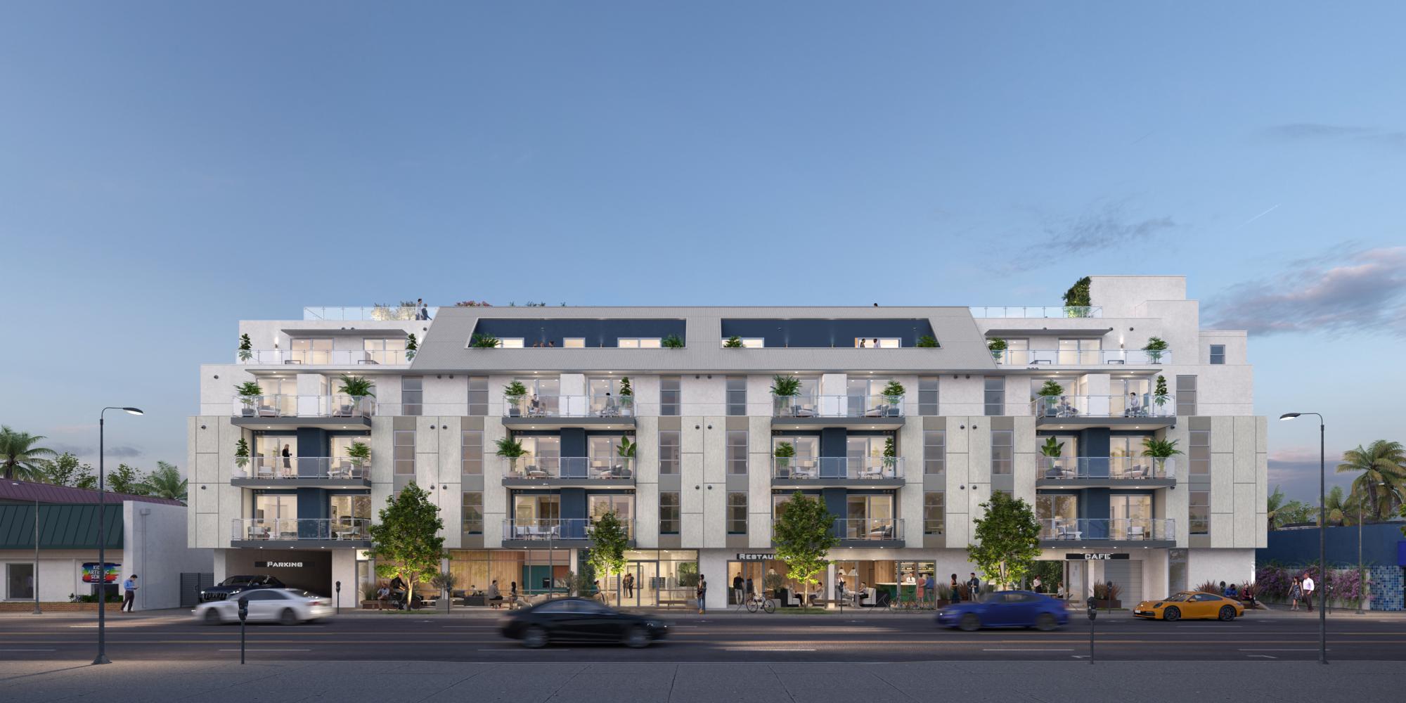 Courtyard Massing and Retail Base Define 2107-2121 South Westwood ...
